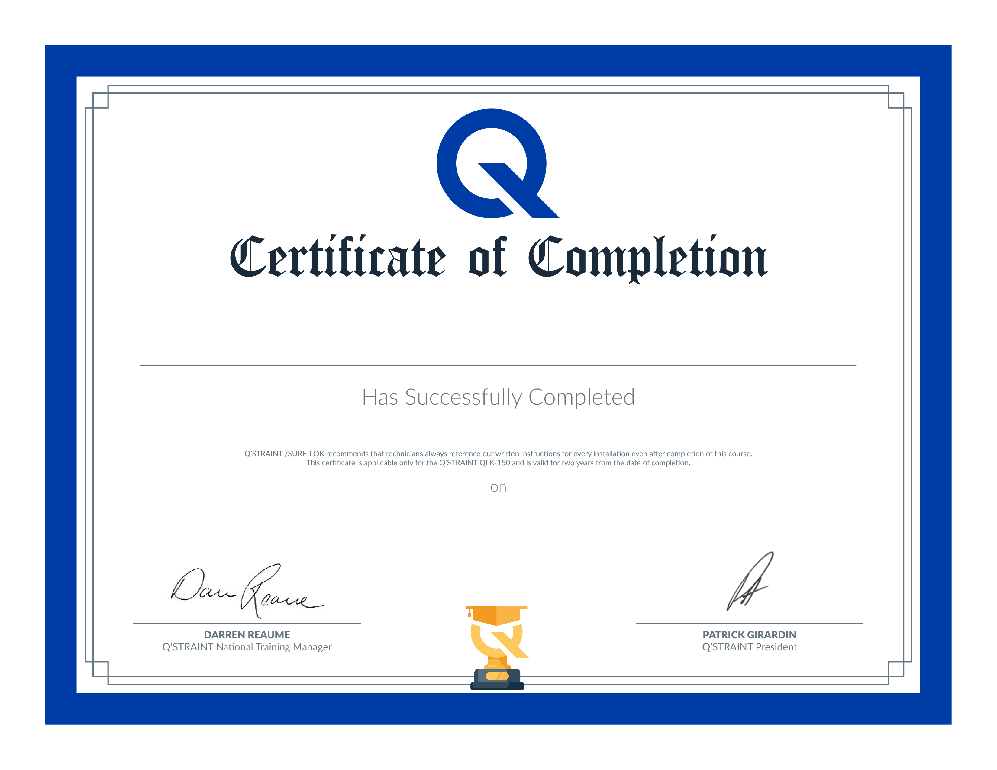 certificate-qlk-150-course - Q'STRAINT Training Aqademy
